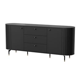 KOMMODE THIRA 190,1/81/40cm mit 3 Schubladen 2 T&uuml;ren Schwarz