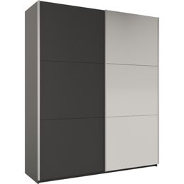 SCHWEBET&Uuml;RENSCHRANK ORIANNA 200/244/65 cm 2-t&uuml;rig mit Spiegel Graphitfarben