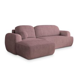 ECKSOFA MODENZA P L-S Lila Kordstoff mit Schlaffunktion