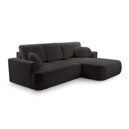 ECKSOFA FILO Schwarz Boucle-Stoff mit Schlaffunktion