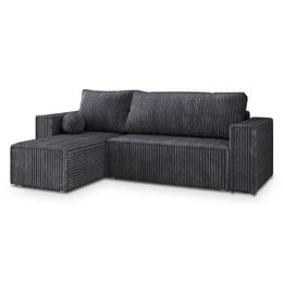 ECKSOFA RAVELO T Graphitfarben Kordstoff mit Schlaffunktion