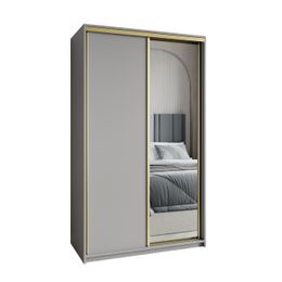 SCHWEBET&Uuml;RENSCHRANK TAVI 120/205/60 cm 2-t&uuml;rig mit Spiegel Graphitfarben