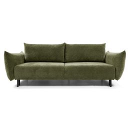 BETTSOFA UNO Gr&uuml;n Chenille-Stoff mit Schlaffunktion