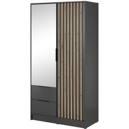 DREHT&Uuml;RENSCHRANK NELIANA 105/200/51 cm 2-t&uuml;rig mit Spiegel Graphitfarben
