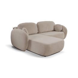 ECKSOFA AMICO L-S Beige Geflochtener Stoff mit Schlaffunktion
