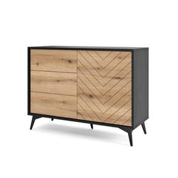 KOMMODE DIAMANTE 104/77/39 cm mit 3 Schubladen 1 T&uuml;ren Schwarz