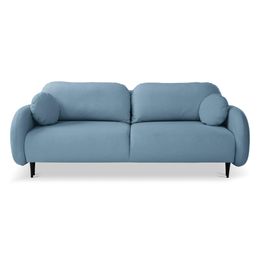 BETTSOFA AGIO Blau Pl&uuml;sch-Stoff mit Schlaffunktion