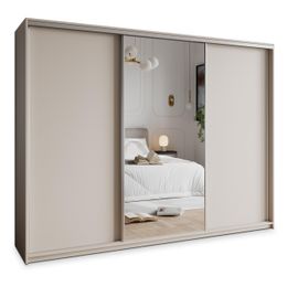 SCHWEBET&Uuml;RENSCHRANK TAVI 270/205/60 cm 3-t&uuml;rig mit Spiegel Kaschmir