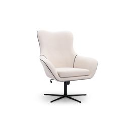 SESSEL SOGNO, Modern Polstersessel Loungesessel, Bucle-Stoff Wei&szlig;