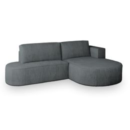 ECKSOFA CORTIO P R-S Grau Kordstoff mit Schlaffunktion
