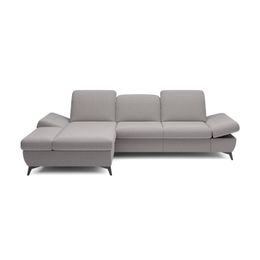 ECKSOFA FELICE L-S Grau Geflochtener Stoff mit Schlaffunktion