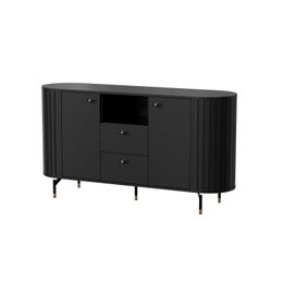 KOMMODE THIRA 150,1/81/40cm mit 2 Schubladen 2 T&uuml;ren Schwarz