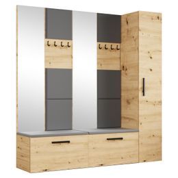 GARDEROBENSCHRANK MODULO 201,2/204/40 cm Modern Garderobe-Set Eiche Artisan