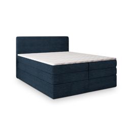 BOXSPRINGBETT LUNERA 160x200 cm mit Matratze und Topper - Blau