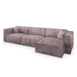ECKSOFA TOLMO P Lila Kordstoff mit Schlaffunktion