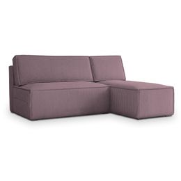 ECKSOFA BRISO P Lila Kordstoff mit Schlaffunktion