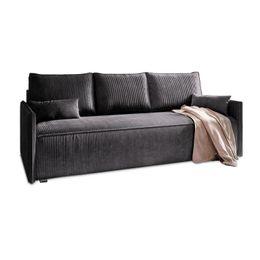 BETTSOFA MESTOR Graphitfarben Kordstoff mit Schlaffunktion