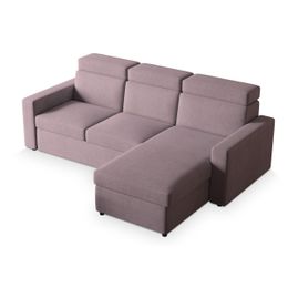 ECKSOFA PADWA Lila Kordstoff mit Schlaffunktion