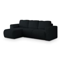 ECKSOFA RINOVA Schwarz Boucle-Stoff mit Schlaffunktion