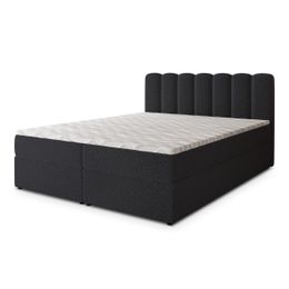 BOXBETT SOLIA 140x200 cm mit Matratze und Topper, H2+H3 - Schwarz