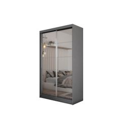 SCHWEBET&Uuml;RENSCHRANK FIORELLA 120/216/61 cm 2-t&uuml;rig mit Spiegel Grau