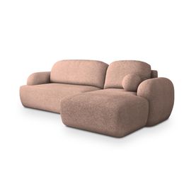 ECKSOFA MODENZA N R-S Rosa Boucle-Stoff mit Schlaffunktion