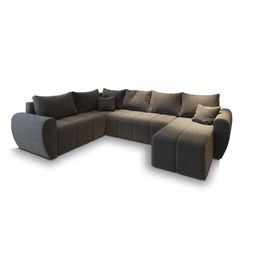WOHNLANDSCHAFT MADISON XL L-S Grau D&uuml;nner Stoff mit Schlaffunktion