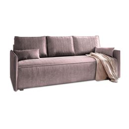 BETTSOFA MESTOR Lila Kordstoff mit Schlaffunktion