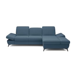 ECKSOFA FELICE R-S Dunkelblau Geflochtener Stoff mit Schlaffunktion