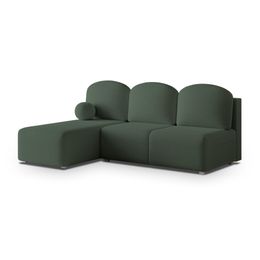 ECKSOFA TRAMA Gr&uuml;n Boucle-Stoff mit Schlaffunktion