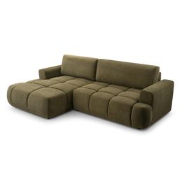 ECKSOFA VASTO Gr&uuml;n Geflochtener Stoff mit Schlaffunktion