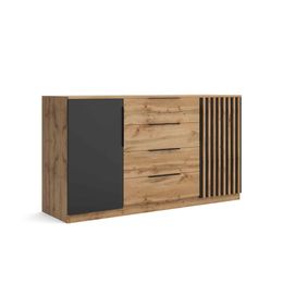 KOMMODE ZENO 160/89/44cm mit 4 Schubladen 2 T&uuml;ren Eiche Wotan