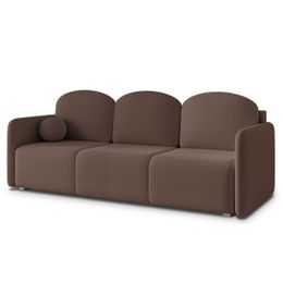 BETTSOFA SUVI III Q Braun Bucle-Stoff mit Schlaffunktion