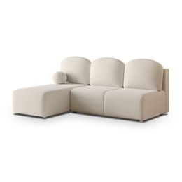 ECKSOFA TRAMA Creme Boucle-Stoff mit Schlaffunktion