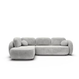 ECKSOFA AMICO II L-S Hellgrau Geflochtener Stoff mit Schlaffunktion