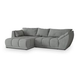 ECKSOFA ORENTI L-S Grau Velours-Stoff mit Schlaffunktion