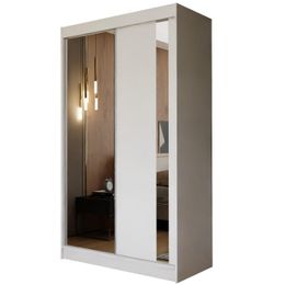 SCHWEBET&Uuml;RENSCHRANK GRAZIA 120/216/61 cm 2-t&uuml;rig mit Spiegel Wei&szlig;