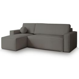 ECKSOFA RAVELO P Grau Kordstoff mit Schlaffunktion