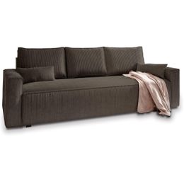 BETTSOFA MENI Braun Kordstoff mit Schlaffunktion