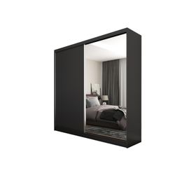 SCHWEBET&Uuml;RENSCHRANK PATRIZIA 200/216/61 cm 2-t&uuml;rig mit Spiegel Schwarz
