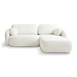 ECKSOFA AMICO R-S Creme Geflochtener Stoff mit Schlaffunktion