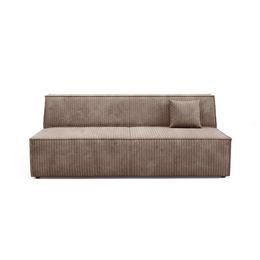 BETTSOFA TESSO Braun Kordstoff mit Schlaffunktion