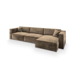 ECKSOFA TOLMO M Beige Velours-Stoff mit Schlaffunktion