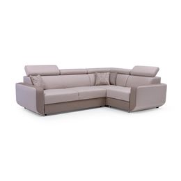 ECKSOFA MIRA Beige Geflochtener Stoff mit Schlaffunktion