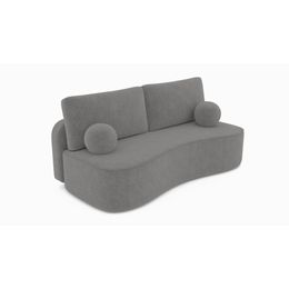 BETTSOFA ROTONDO Grau Bucle-Stoff mit Schlaffunktion