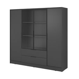 DREHT&Uuml;RENSCHRANK CATERINA 206/200/51 cm 4-t&uuml;rig Graphitfarben