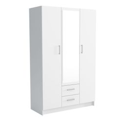 DREHT&Uuml;RENSCHRANK PINELLO 120/195/55cm 2-t&uuml;rig mit Spiegel Wei&szlig;