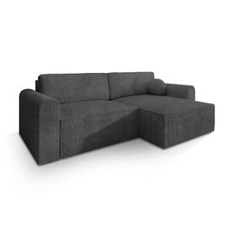 ECKSOFA FIANO P Graphitfarben Kordstoff mit Schlaffunktion