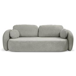 BETTSOFA AMICO Hellgrau Geflochtener Stoff mit Schlaffunktion