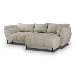 ECKSOFA VESTANO R-S Beige Boucle-Stoff mit Schlaffunktion